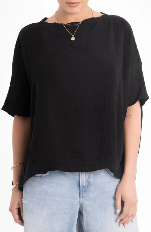 OCEAN+MAIN Square Gauze Top - Black