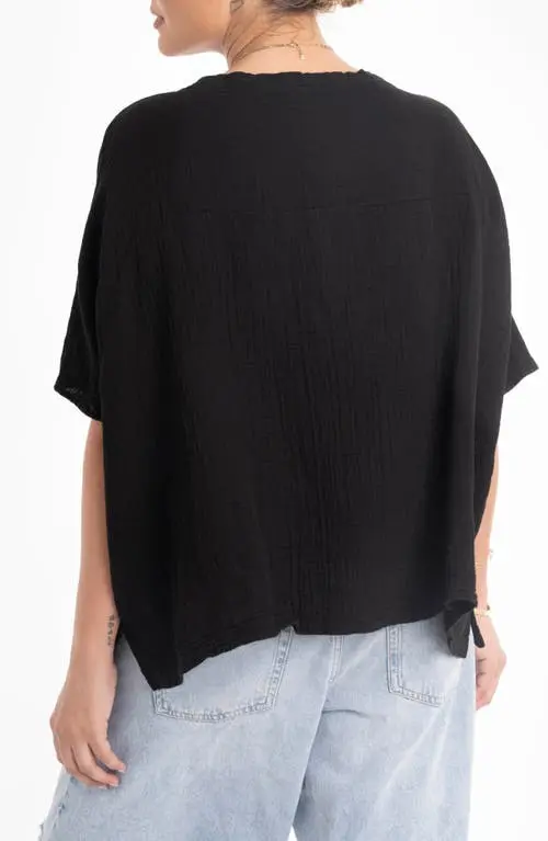 OCEAN+MAIN Square Gauze Top - Black