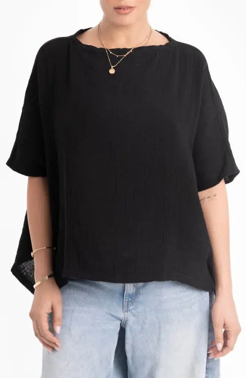 OCEAN+MAIN Square Gauze Top - Black