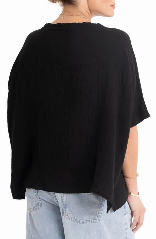 OCEAN+MAIN Square Gauze Top - Black