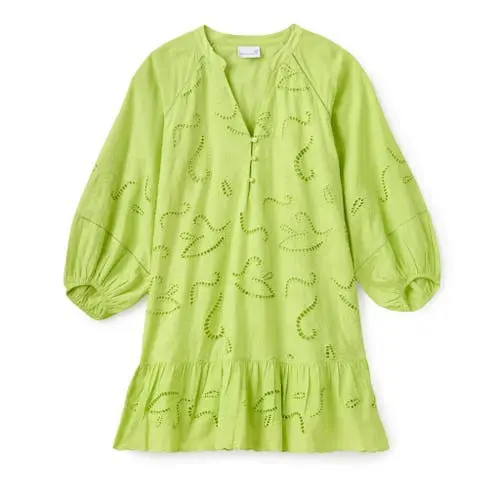 CARTOLINA Selwin Eyelet Mini Dress - Chartruese