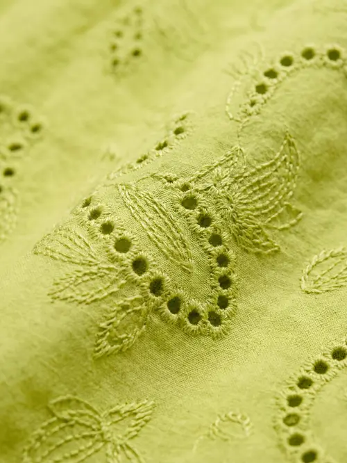 CARTOLINA Selwin Eyelet Mini Dress - Chartruese