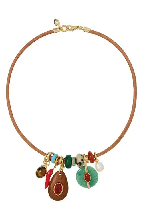 ROXANNE ASSOULIN Multicharm Leather Collar Necklace - Brown Multi