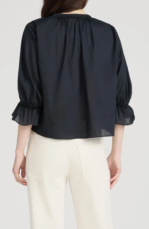 FRAME Poet Ruffle Sleeve Cotton Top