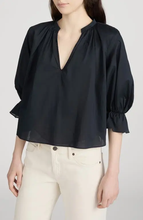 FRAME Poet Ruffle Sleeve Cotton Top