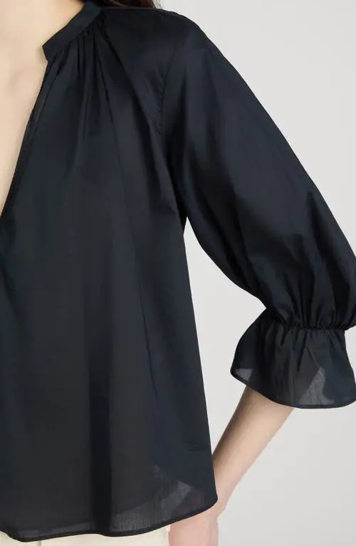 FRAME Poet Ruffle Sleeve Cotton Top