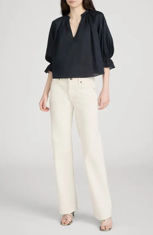 FRAME Poet Ruffle Sleeve Cotton Top
