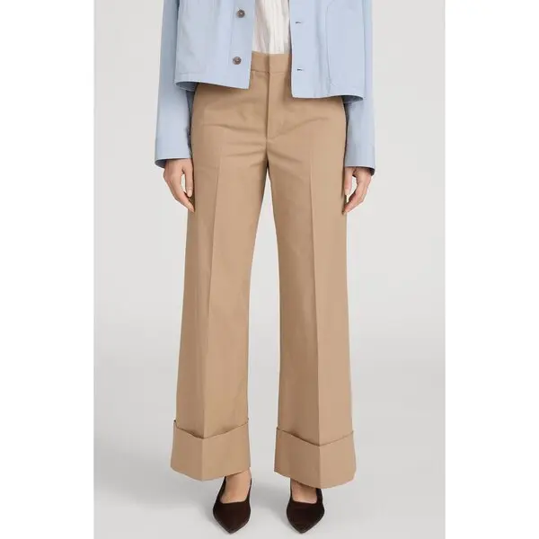 FRAME High-waisted Wide Leg Palazzo Pants - Khaki