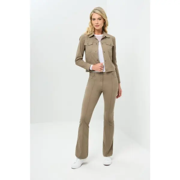 Anatomie Katya Ultralight Flare Pants With Pintucking - Khaki