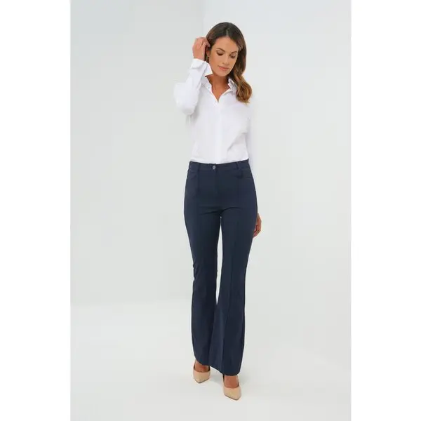 Anatomie Katya Ultralight Flare Pants With Pintucking - Navy