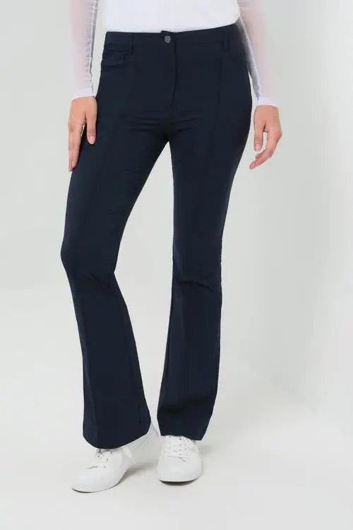 Anatomie Katya Ultralight Flare Pants With Pintucking - Navy
