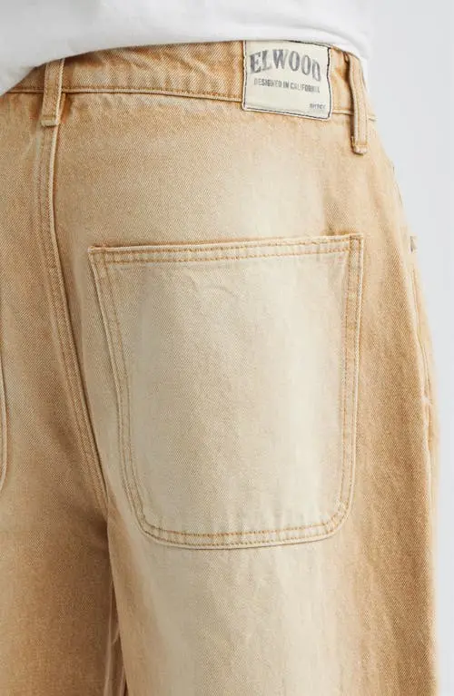 ELWOOD Baggy Wide-leg Denim Pants - Khaki