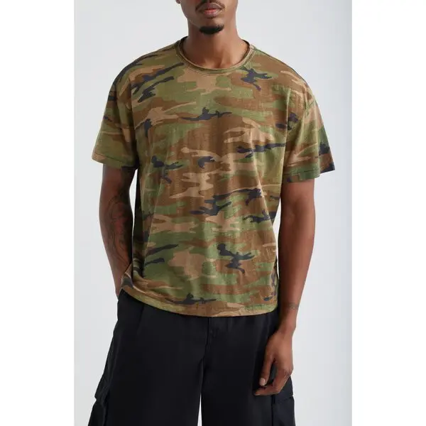 ELWOOD Slub Print Cotton Crewneck T-shirt - Camo
