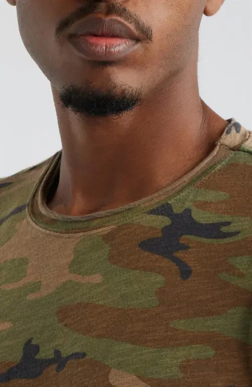 ELWOOD Slub Print Cotton Crewneck T-shirt - Camo