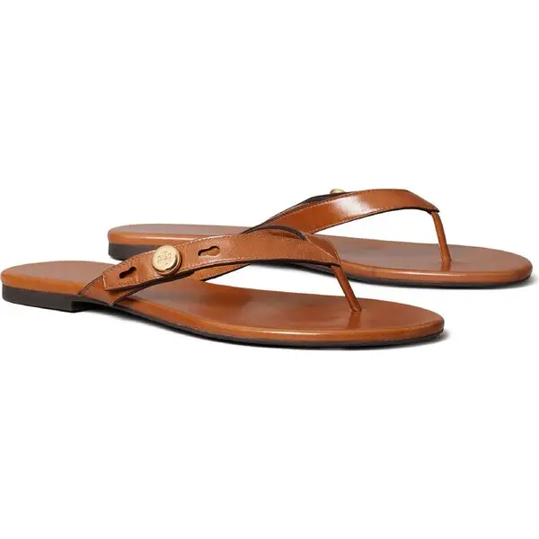 Tory Burch Romy Leather Thong Sandal - Classic Cuoio