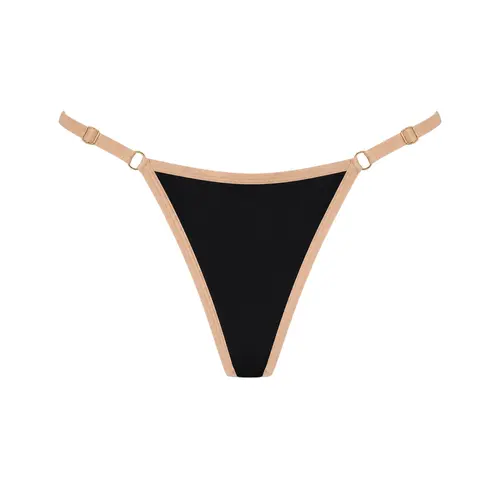 IVY SWIMWEAR Rosella Bikini Bottom With Contrast Trim And Gold Hardware - Black