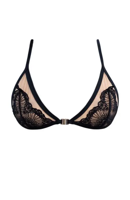 IVY SWIMWEAR Bianca Lace Embellished Bikini Top - Black