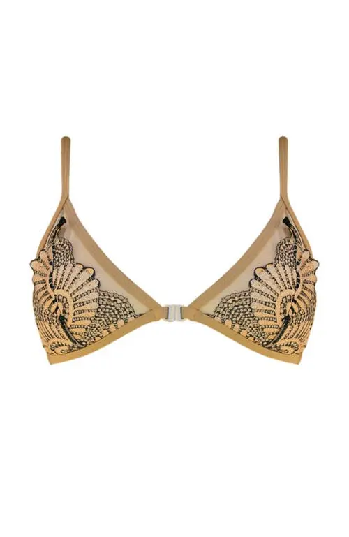 IVY SWIMWEAR Bianca Lace Embellished Bikini Top - Brown