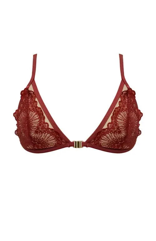 IVY SWIMWEAR Bianca Lace Embellished Bikini Top - Red