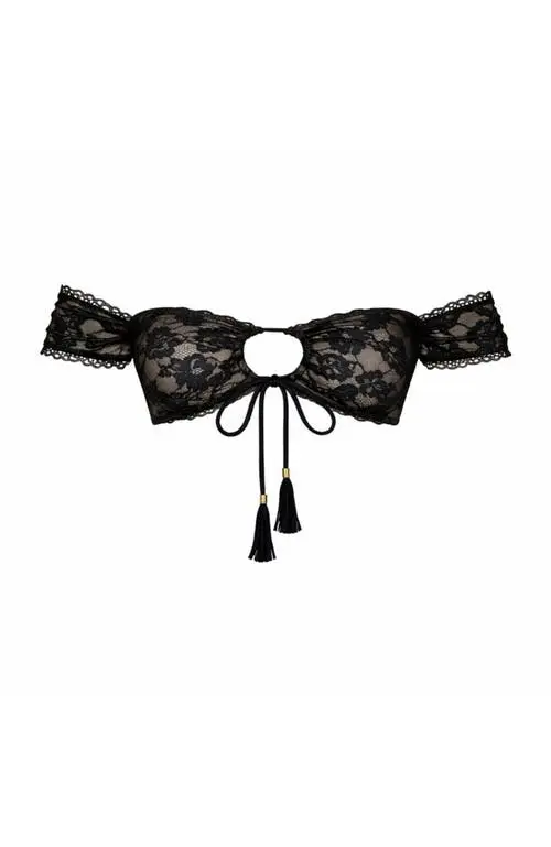 81040276 Lani Lace Off-shoulder Bikini Top - Black