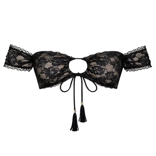 IVY SWIMWEAR Lani Off-the-shoulder Lace Bikini Top - Black