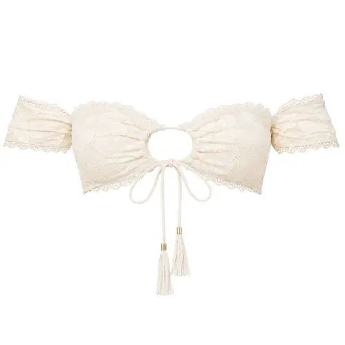 IVY SWIMWEAR Lani Off-the-shoulder Lace Bikini Top - Cream