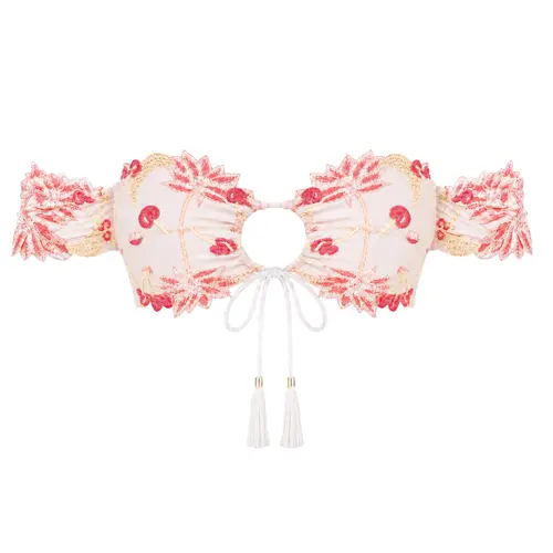 IVY SWIMWEAR Lani Off-the-shoulder Lace Bikini Top - White Cherry