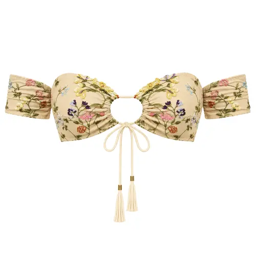 IVY SWIMWEAR Lani Lace Off-shoulder Bikini Top - Yellow