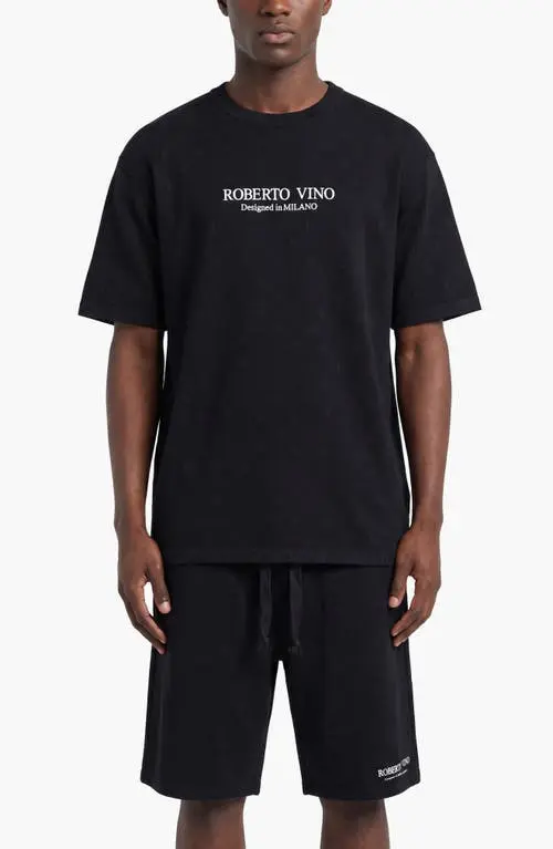 ROBERTO VINO Oversize Knitted Short Set - Black