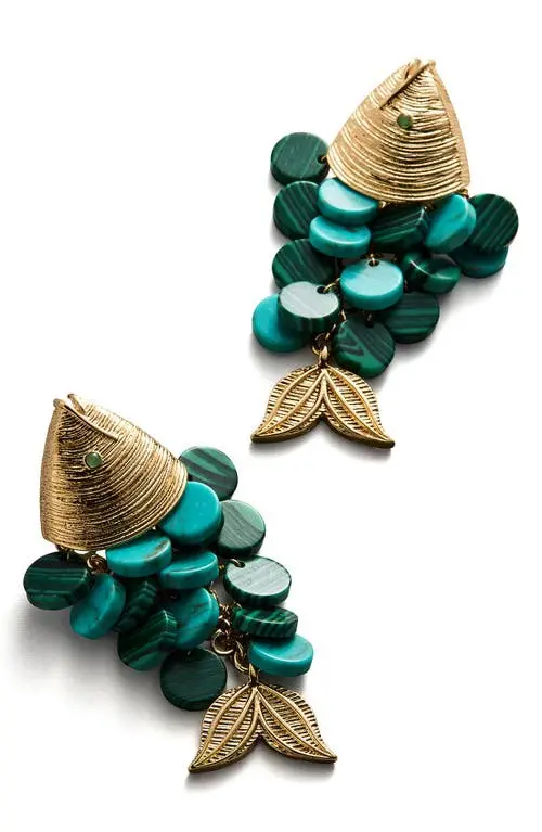 Baublebar Ripple Effect Fish Statement Earrings - Green