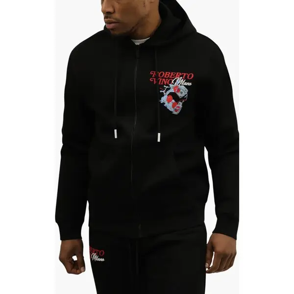 ROBERTO VINO Fresh Cherry Premium Blend Zip Hoodie - Black