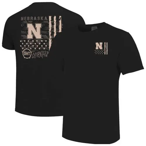 IMAGE ONE Nebraska Huskers Comfort Colors Oht Camo Overlay T-shirt - Black