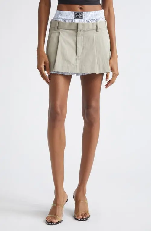 Alexander Wang Pleated Miniskirt With Boxer Underlay - Stone