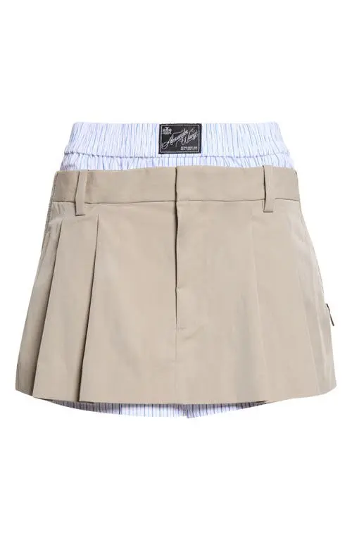 Alexander Wang Pleated Miniskirt With Boxer Underlay - Stone