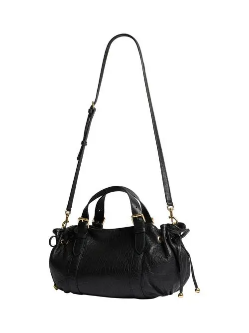 Gerard Darel Leather Shoulder Bag With Top Handle - Black