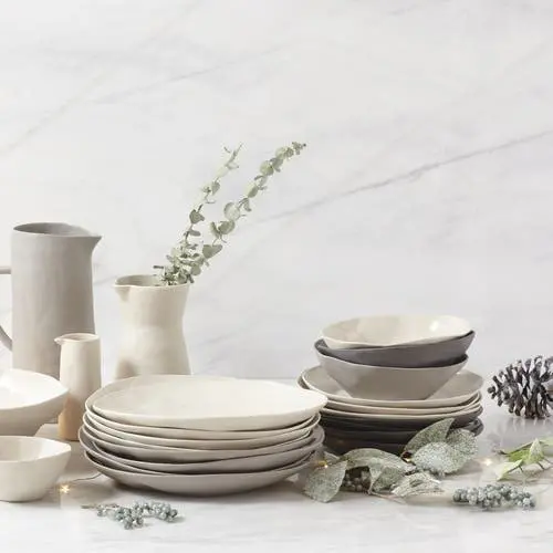 BE HOME Tam Stoneware Dinner Plateset Of 4 - Sterling