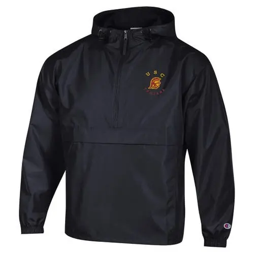 Champion Usc Trojans Packable Hooded Windbreaker Half-zip Jacket