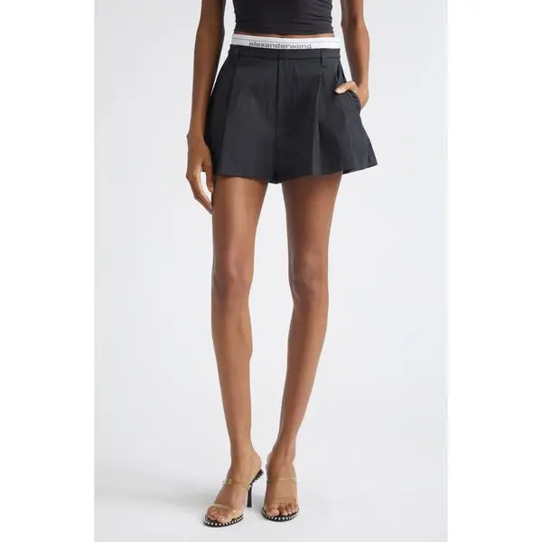Alexander Wang Pleated High Waist Shorts - Black