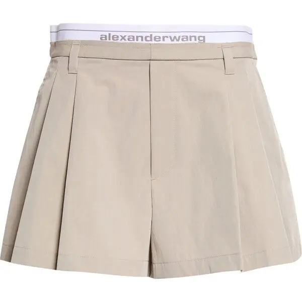 Alexander Wang Pleated High Waist Shorts - Stone