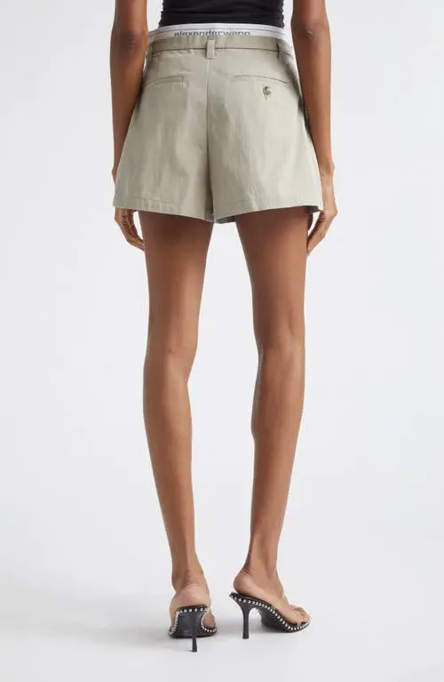 Alexander Wang Pleated High Waist Shorts - Stone