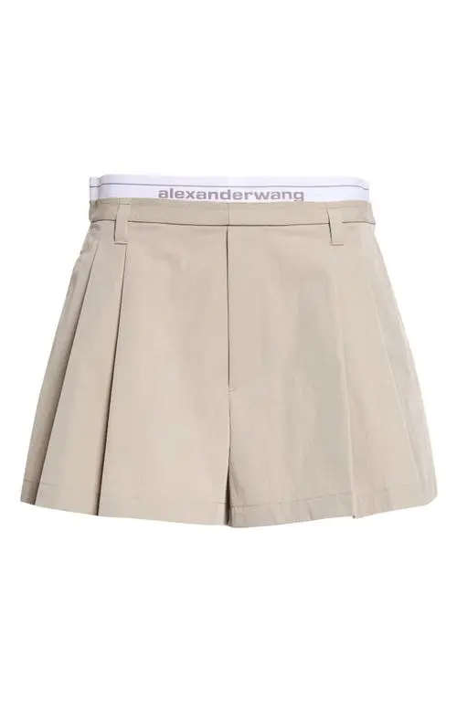 Alexander Wang Pleated High Waist Shorts - Stone