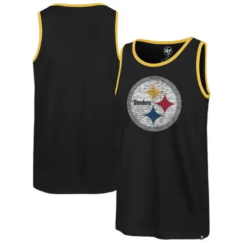 '47 47 Pittsburgh Steelers Distressed Logo Tank Top - Black