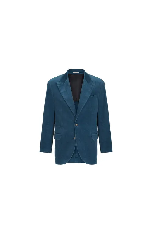 Brunello Cucinelli Effect Cotton Velvet Tailor Blazer With Peak Lapels