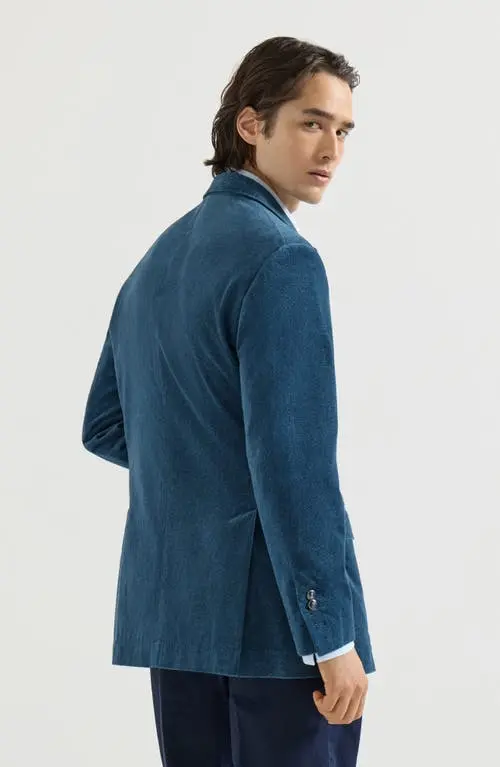 Brunello Cucinelli Effect Cotton Velvet Tailor Blazer With Peak Lapels