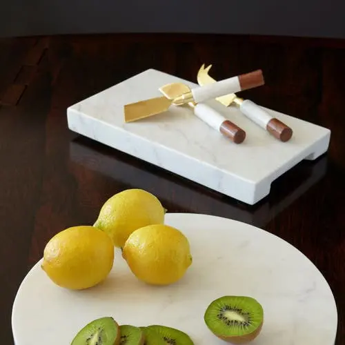BE HOME Marble & Acacia Gold Cheese Set