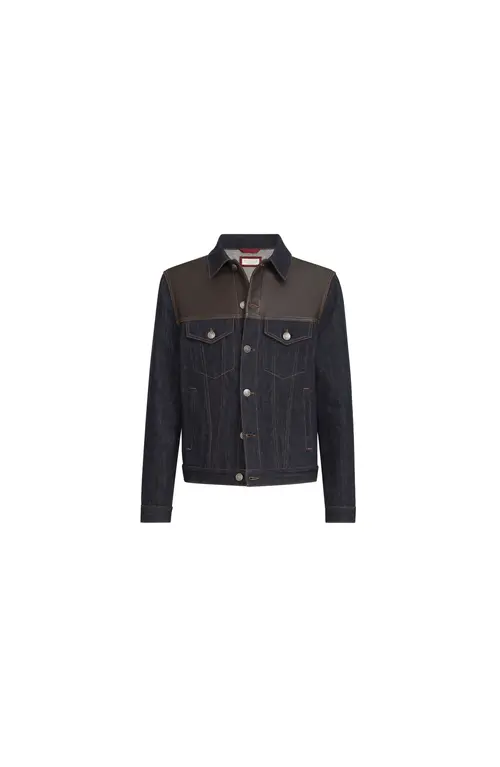 Brunello Cucinelli Paneled Denim And Leather Jacket