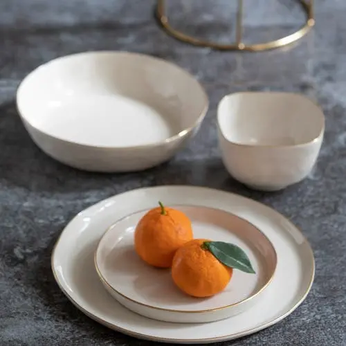 BE HOME 24k Gold Tam Stoneware Dinner Plateset Of 4