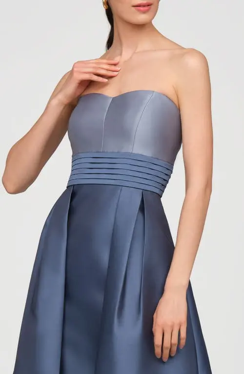 KAY UNGER Strapless Two-tone Mikado Gown