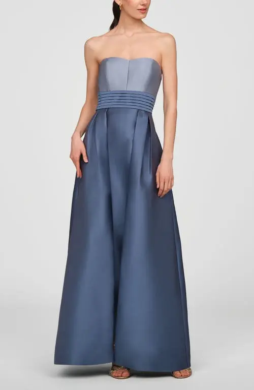 KAY UNGER Strapless Two-tone Mikado Gown
