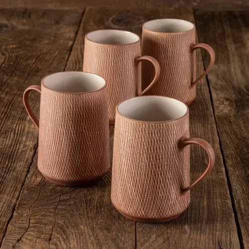 BE HOME Crosshatch Mugsset Of 4